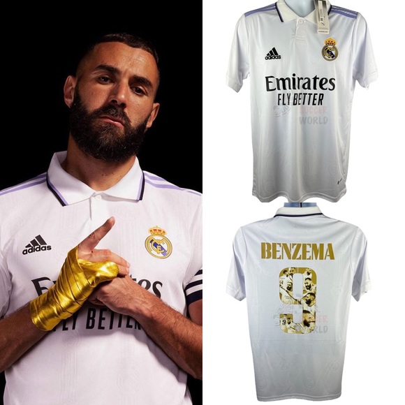 adidas | Shirts | Mens Benzema 9 Real Madrid Home Ballon Dor Soccer ...